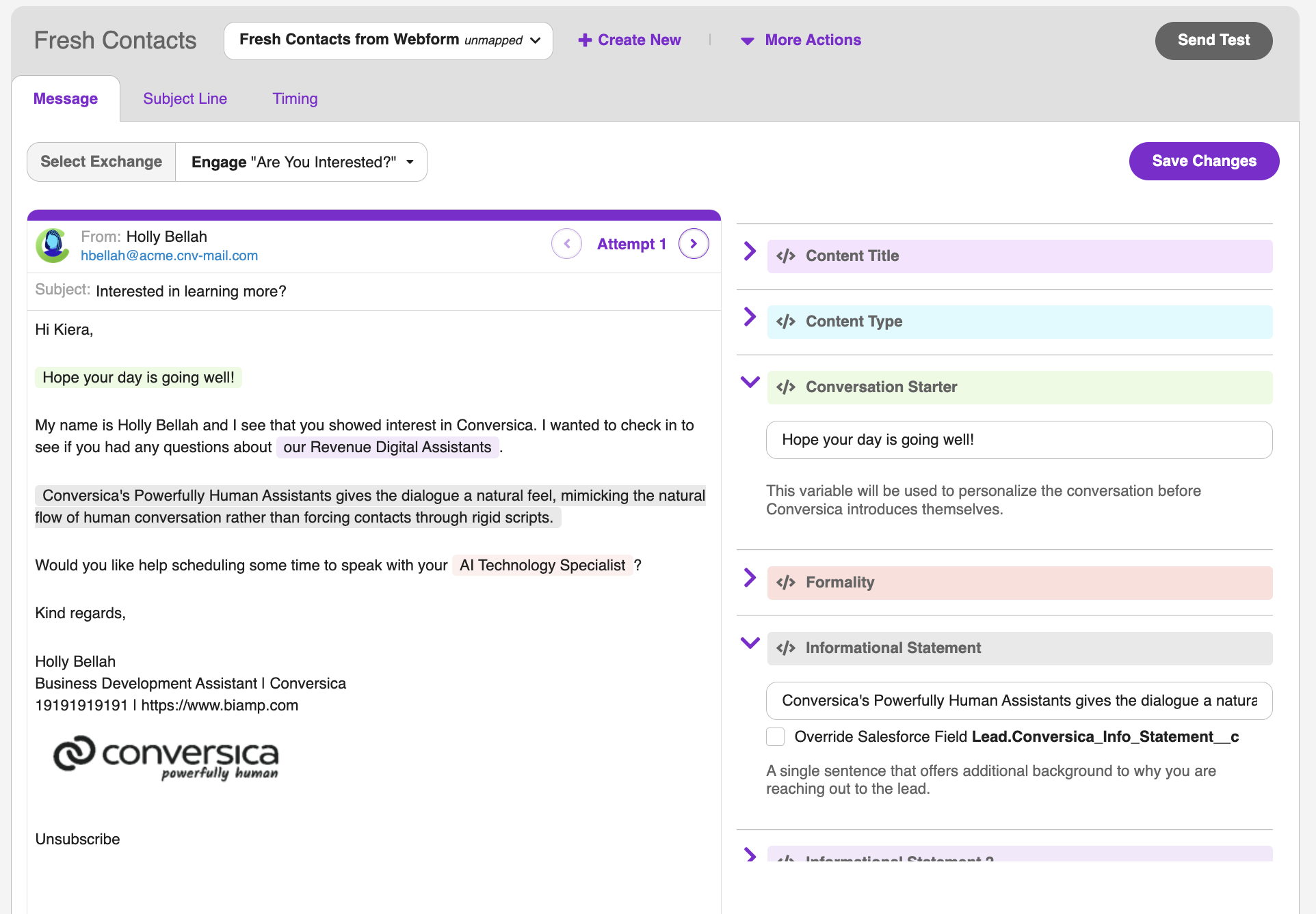 Customizing conversations in the Conversation Editor – Conversica Help ...